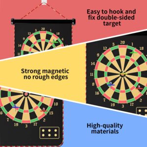 Mixi Magnetic Dart Board for Kids, Outdoor Toys Kids Games Double Sided Dart Board Games Set for Boys with 12 Darts, Best Toys Gifts for Teenage Boys Girls Age 5 6 7 8 9 10 11 12 13 14 15 16 Years