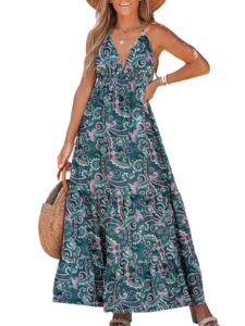 cupshe women's floral paisley print halter dress mixi dress sleeveless summer dress