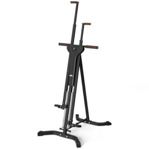 vertical climber exercise machine for home gym with 4 metal guide rails folding exercise climber cardio workout machine 5-level heights stair stepper newer version,easy to assemble