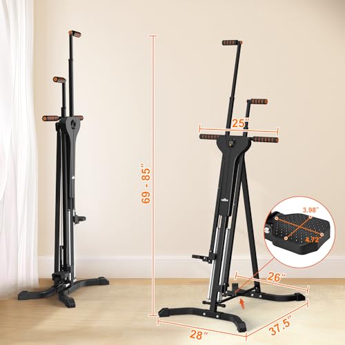 Vertical Climber Exercise Machine for Home Gym with 4 Metal Guide Rails Folding Exercise Climber Cardio Workout Machine 5-Level Heights Stair Stepper Newer Version,Easy to Assemble