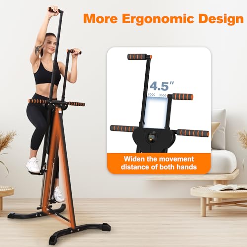 Vertical Climber Exercise Machine for Home Gym with 4 Metal Guide Rails Folding Exercise Climber Cardio Workout Machine 5-Level Heights Stair Stepper Newer Version,Easy to Assemble