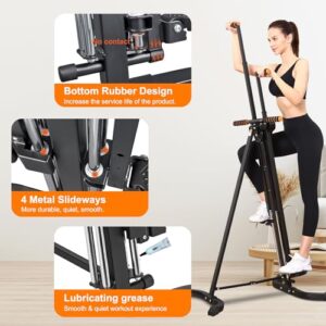 Vertical Climber Exercise Machine for Home Gym with 4 Metal Guide Rails Folding Exercise Climber Cardio Workout Machine 5-Level Heights Stair Stepper Newer Version,Easy to Assemble