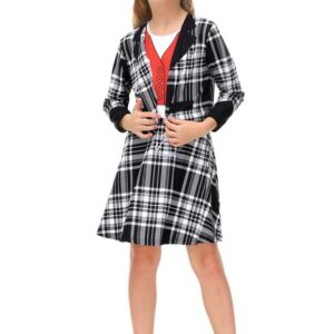 Halloween Little Girls Buffalo Plaid Clueless Schoolgirl Cher Skirt Set Mixi Dresses Black 10 Years