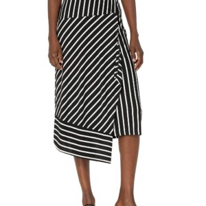 Kensie Women's Lightweight Viscose Spandex Mixi Skirt, Black Combo, M