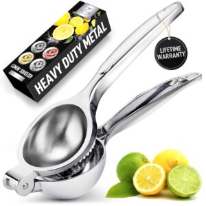 zulay kitchen lemon squeezer - stainless steel, easy to use lemon juicer squeezer - sturdy, easy to clean lemon juicer - metal lemon press juice press - citrus juicer, handheld juicer - silver