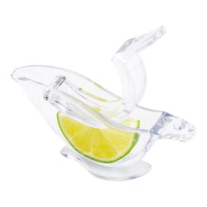 restaurantware 2 ounce manual lemon squeezer 1 handheld lime wedge juicer - with handle no seeds clear plastic citrus squeezer portable bird shape for lemon or lime wedge