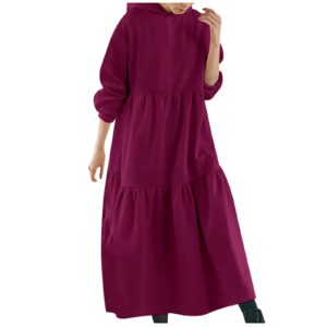 lkpjjfrg high waist smocked flowy tiered mixi dress crew neck gingham flare dress tie waist slim fit slit maxi dress hot pink