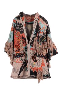 chekanka san|mixi multicolor poncho coat for men|boho chic style|miyuki beads|long coat|inspired in the mayan jungle - s