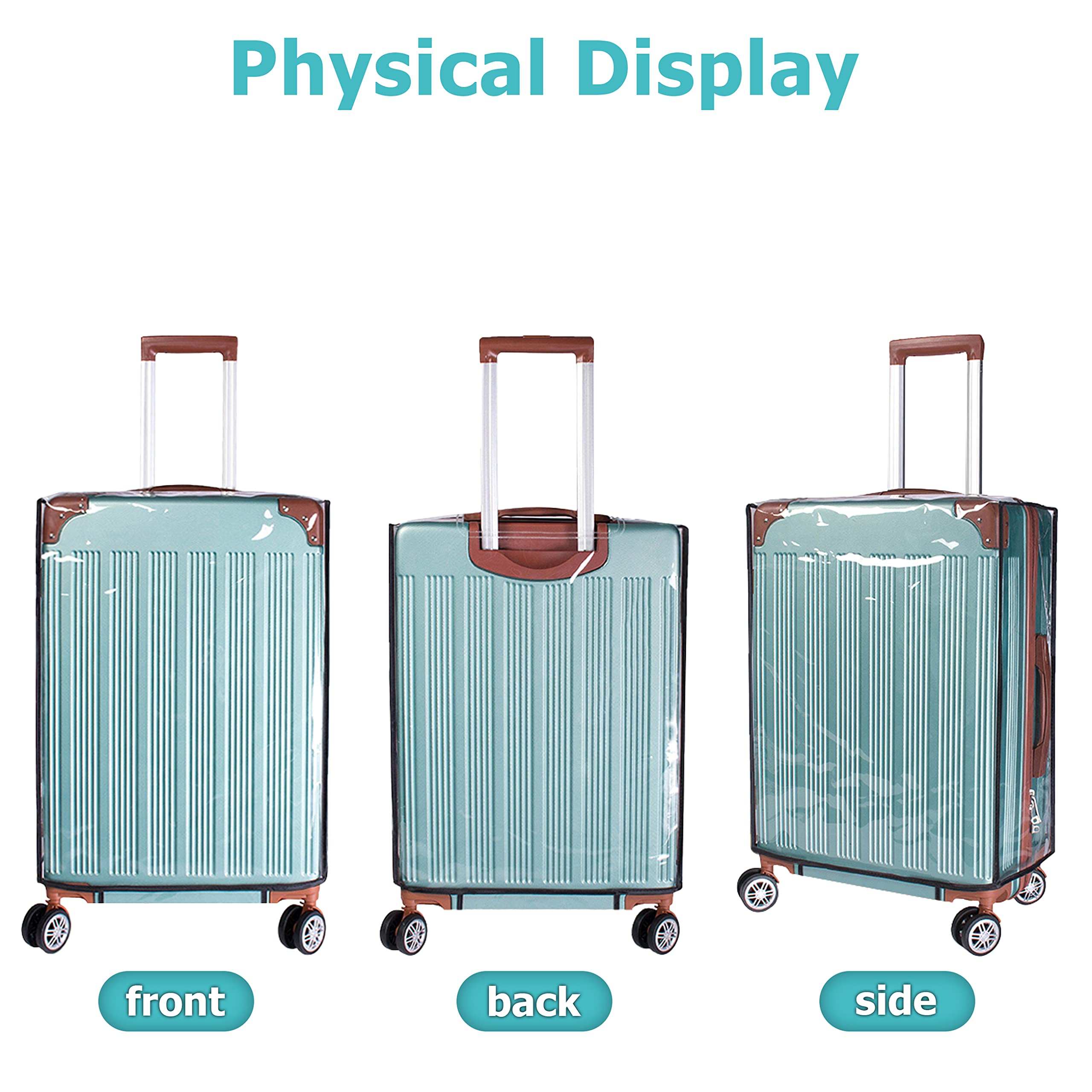 Troyesko Luggage Cover PVC Clear Suitcase Covers for Luggage Waterproof Suitcase Cover Fits 24" Wheeled Suitcase,hard sided luggage