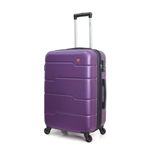 dukap rodez hardside luggage with ergonomic handles and tsa lock | spacious traveling suitcase, travel suitcase with four spinner wheels and studs | 20 inch carry on luggage | purple