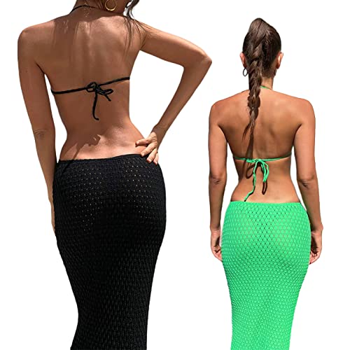 Fladdswed Women Summer Sexy Dresses Sleeveless Backless Bodycon Cutout Strap Dress Casual Party Y2K Mixi Long Streetwear (Green-E-Cutout, L)