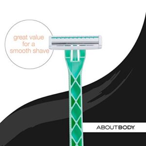 Kai About Face Body Twin Blade Pivoting Disposable Razors; 12 Shavers for Women; Curve-Hugging Pivoting Head with Aloe & Vitamin E Strip, Shaving Razors for Women