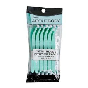 Kai About Face Body Twin Blade Pivoting Disposable Razors; 12 Shavers for Women; Curve-Hugging Pivoting Head with Aloe & Vitamin E Strip, Shaving Razors for Women