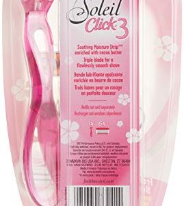 BIC Click 3 Soleil Women's Disposable Razors, 3 Blades With a Moisture Strip For a Smoother Shave, 12 Piece Razor Set