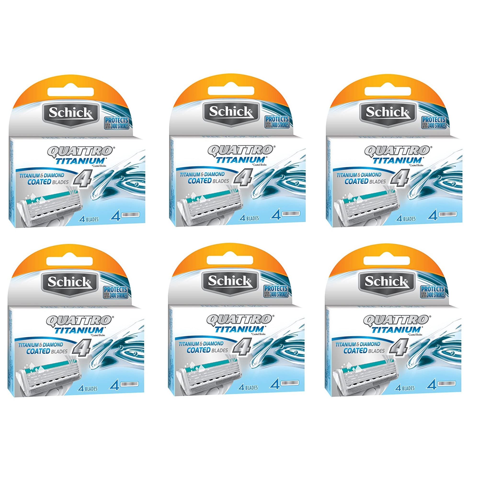 Schick Quattro Titanium Razor Blade Refills for Men - 24 Cartridges