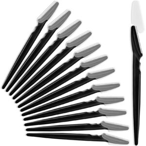 12 pcs eyebrow razors, face razors multipurpose, exfoliating dermaplaning tools, eyebrow trimmers shaver with safety cover, facial hair removal for women men body use (black)