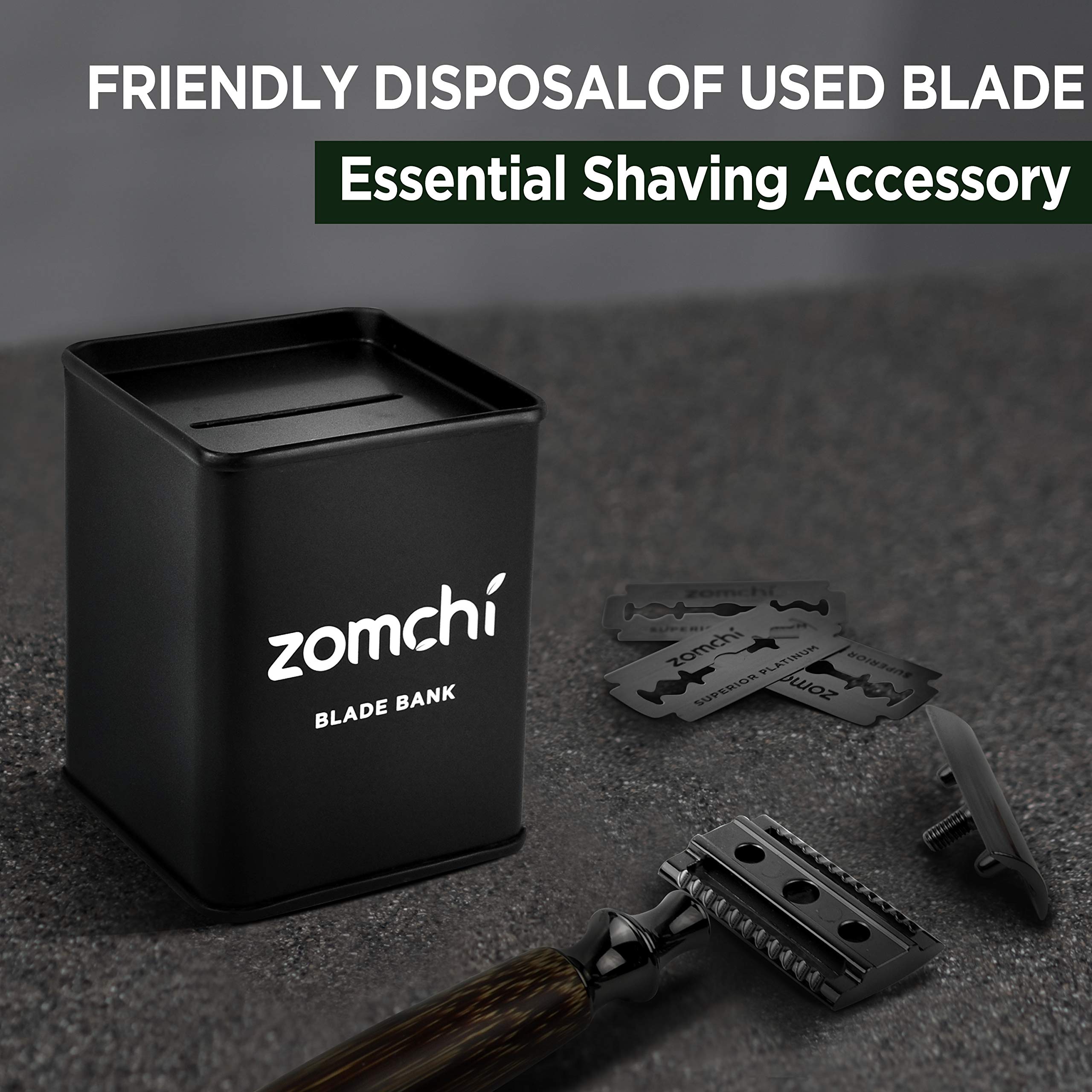 ZOMCHI Razor Blade Bank for Safety Razor Blade Storagement, Used Double Edge Safety Razor Blade Disposal Case (Black)