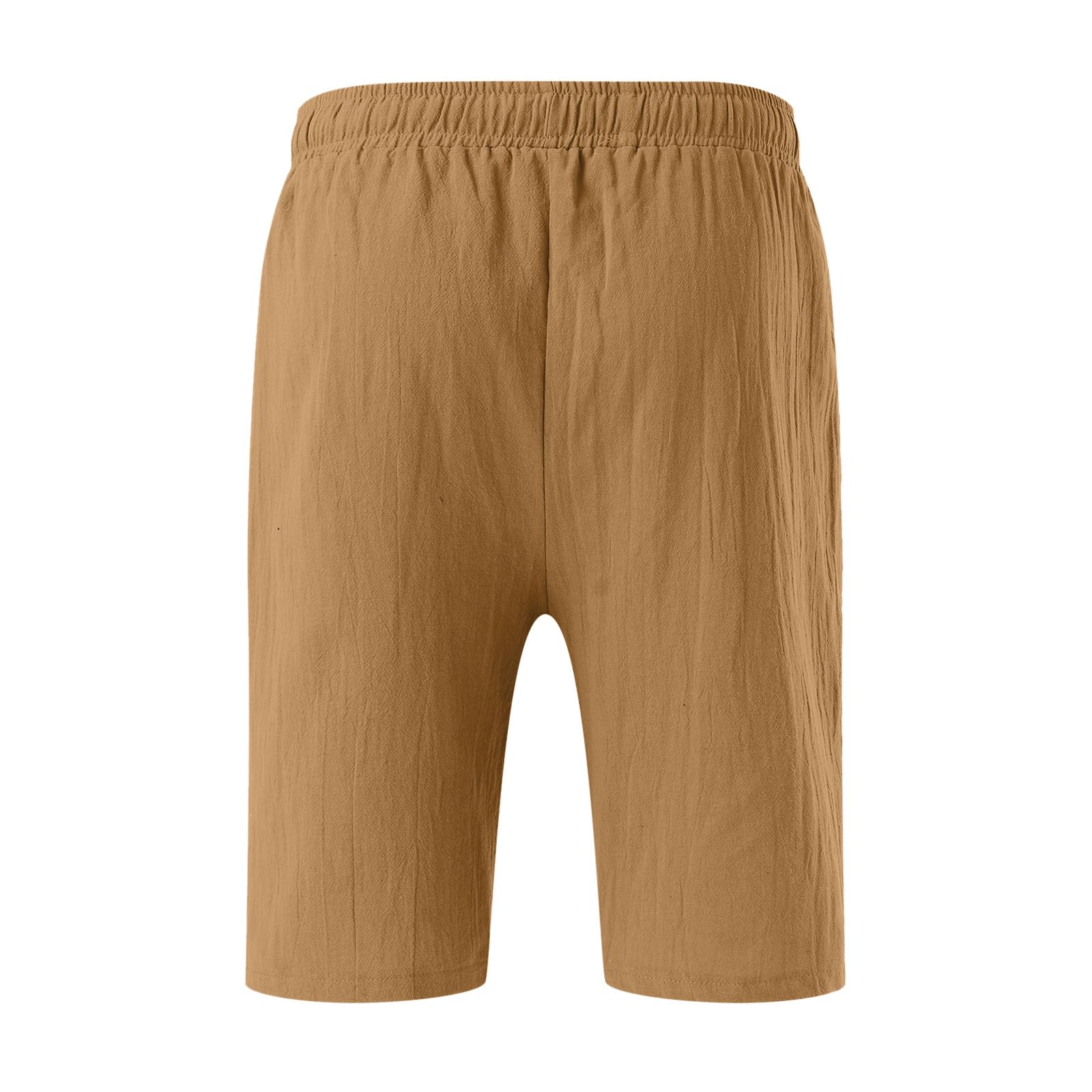 Today 2022 Men Linen Shorts Elastic Waist Drawstring Cotton Linen Shorts with Pockets Loose Fit Outdoor Summer Beach Shorts 5in Linen Shorts Men Khaki 2X