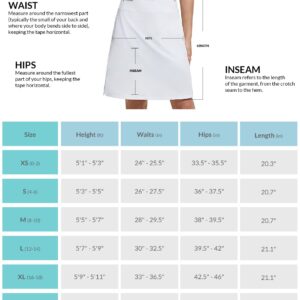 BALEAF Women's 20" Golf Skirts Knee Length Skorts Athletic Modest Long Acitive Casual Pockets UV Protection White XXL