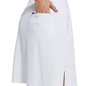 BALEAF Women's 20" Golf Skirts Knee Length Skorts Athletic Modest Long Acitive Casual Pockets UV Protection White XXL