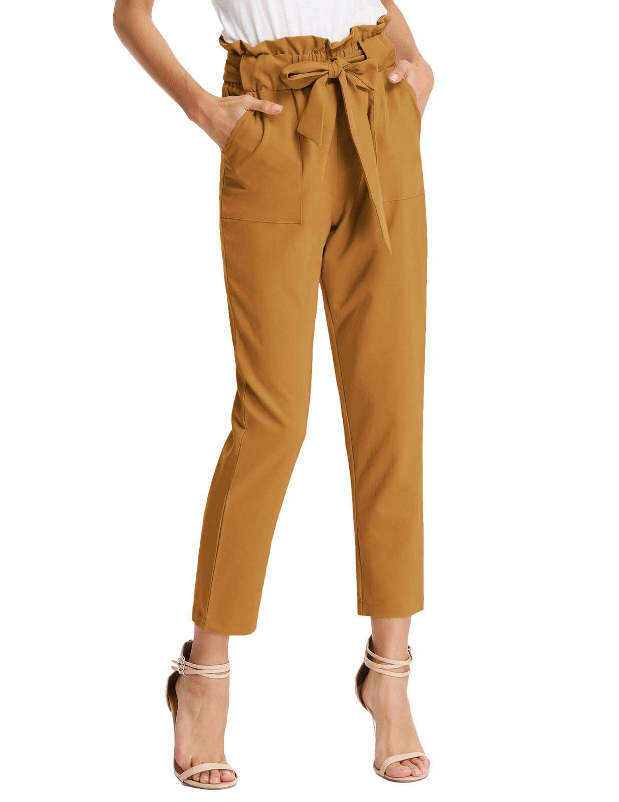 GRACE KARIN Womens Pants 2024 Work Business High Waisted Casual Dress Flowy Trousers Ginger