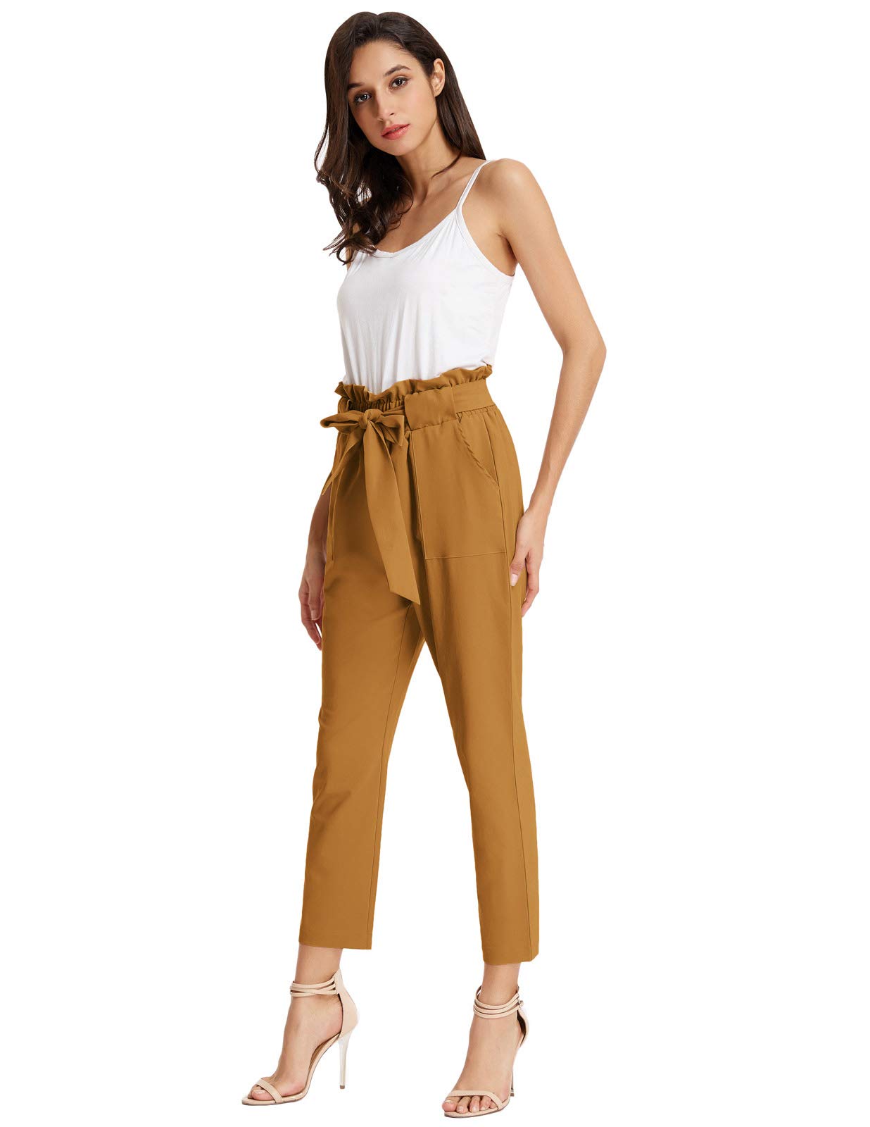 GRACE KARIN Womens Pants 2024 Work Business High Waisted Casual Dress Flowy Trousers Ginger