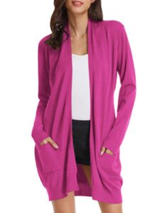 grace karin women's plus size long sleeve soft knit cardigan sweater(3xl,magenta)