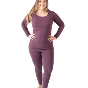 Kindred Bravely Jane Nursing Pajama Set | Nursing Pajamas for Breastfeeding (Burgundy Plum, X-Large)