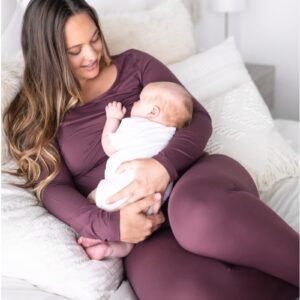 Kindred Bravely Jane Nursing Pajama Set | Nursing Pajamas for Breastfeeding (Burgundy Plum, X-Large)