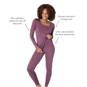 Kindred Bravely Jane Nursing Pajama Set | Nursing Pajamas for Breastfeeding (Burgundy Plum, X-Large)