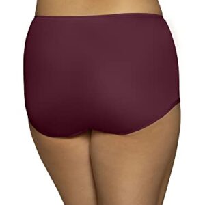 Vanity Fair Women's Perfectly Yours Traditional Nylon Brief Panties, 3 Pack-Maroon/Chocolate/Quartz, 11