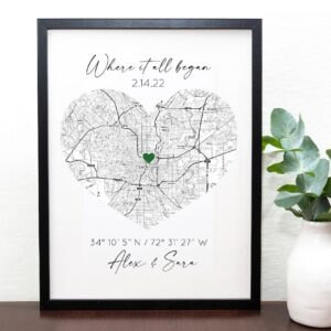 Green Homes's Where We Met Map, Personalized Couples Gift, Custom Map, Boyfriend Gift, First Date Memory Map, Black and White Map, Where It Began Map, Gift for Him, Gift for Her