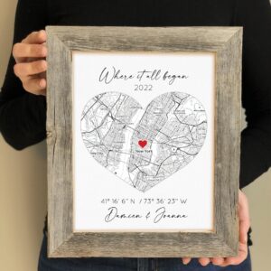 Green Homes's Where We Met Map, Personalized Couples Gift, Custom Map, Boyfriend Gift, First Date Memory Map, Black and White Map, Where It Began Map, Gift for Him, Gift for Her