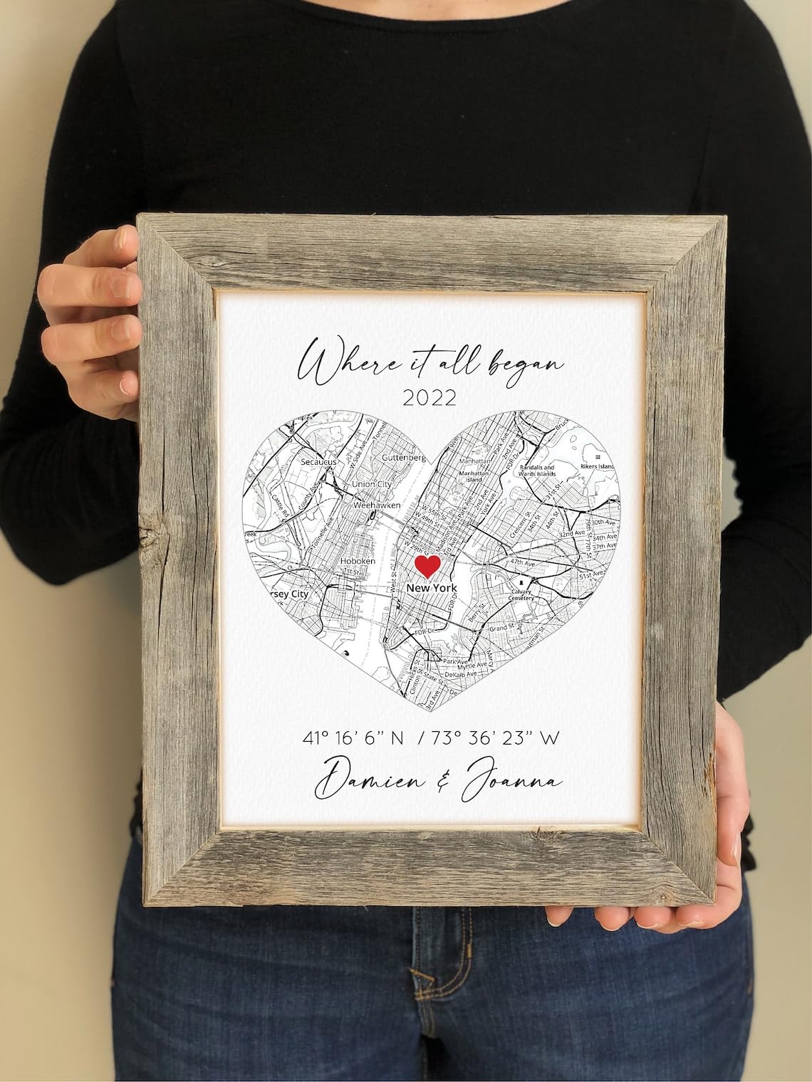 Green Homes's Where We Met Map, Personalized Couples Gift, Custom Map, Boyfriend Gift, First Date Memory Map, Black and White Map, Where It Began Map, Gift for Him, Gift for Her