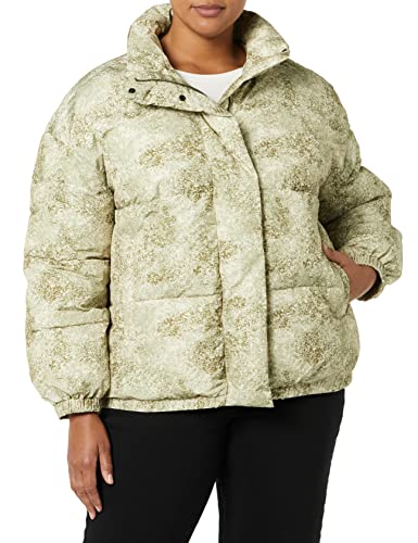 Amazon Essentials Women's Relaxed-Fit Mock-Neck Short Puffer Jacket (Available in Plus Size) (Previously Daily Ritual), Olive Speckled Print, Large