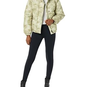 Amazon Essentials Women's Relaxed-Fit Mock-Neck Short Puffer Jacket (Available in Plus Size) (Previously Daily Ritual), Olive Speckled Print, Large