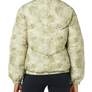 Amazon Essentials Women's Relaxed-Fit Mock-Neck Short Puffer Jacket (Available in Plus Size) (Previously Daily Ritual), Olive Speckled Print, Large