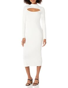 the drop women's chantal fitted cutout rib midi sweater dress, ivory, s