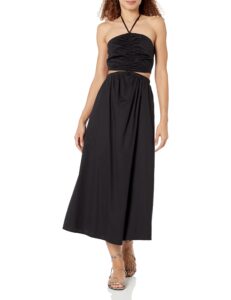 the drop women's brinda cotton cutout halter maxi dress, black, l