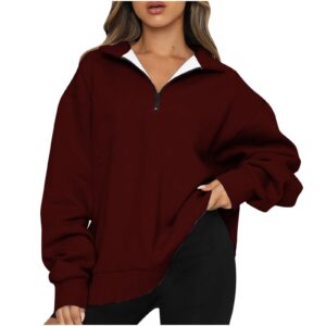 oversized zip up sweatshirts for women 2023 fall fashion outfits casual quarter zip long sleeve pullover hoodies