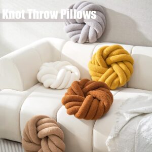 XIAIJIA White Knot Pillow Round Throw Pillows Handmade Knotted Pillow Plush Knot Throw Pillow for Couch Home Decorative Knotted Pillows for Bed Living Room Floor Pillow Cushions,14 inches