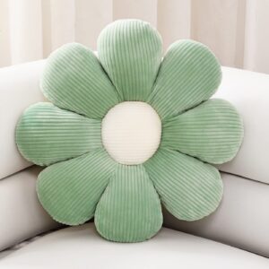 sioloc flower pillow,flower shaped throw pillow butt cushion flower floor pillow,seating cushion,cute room decor & plush pillow for bedroom sofa chair(green,15.7'')