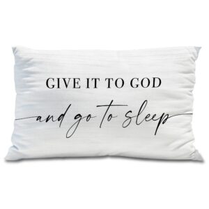 knibeo give it to god and go to sleep, decorative pillows covers for bed, throw pillows cover for bed,12x20 pillow cover,decorative bed pillows for bedroom room(12x20, white)