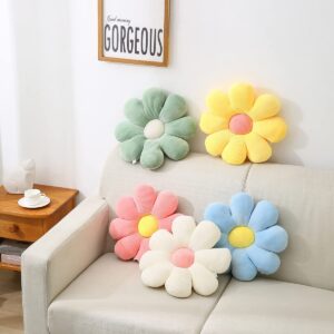 SHINUOER Daisy Pillow Flower Pillow Green Flower Shaped Throw Pillow Cute Seating Cushion Decorative Pillows for Couch Sofa Bed Decoration(15.7'',Green)