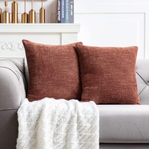 anickal pillow covers 18x18 inch set of 2 terracotta rust decorative throw pillow covers square accent cushion case for couch sofa living room farmhouse home decoration