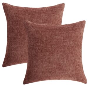 Anickal Pillow Covers 18x18 Inch Set of 2 Terracotta Rust Decorative Throw Pillow Covers Square Accent Cushion Case for Couch Sofa Living Room Farmhouse Home Decoration