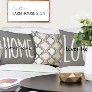 YCOLL Farmhouse Throw Pillow Covers 18x18 Set of 4 Rustic Linen Square Decorative Cushion Covers for Couch Sofa Bedroom Home Decor