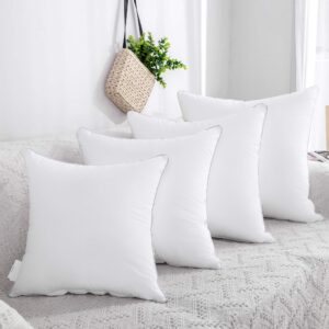 FAVRIQ 20 x 20 Throw Pillow Inserts with 100% Cotton Cover Square Cushions for Chair Bed Couch Car Down Alternative Pillow Form Sham Stuffer Decorative Pillow Insert White Sofa Pillow (Set of 2)