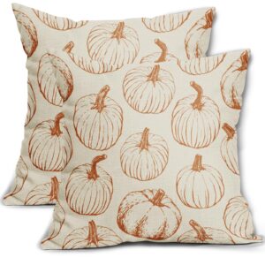 aytipun fall pillow covers 18x18 set of 2 burnt orange pumpkin autumn thanksgiving harvest decorative throw pillows outdoor cushion case sofa couch bed decor