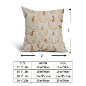 Aytipun Fall Pillow Covers 18x18 Set of 2 Burnt Orange Pumpkin Autumn Thanksgiving Harvest Decorative Throw Pillows Outdoor Cushion Case Sofa Couch Bed Decor